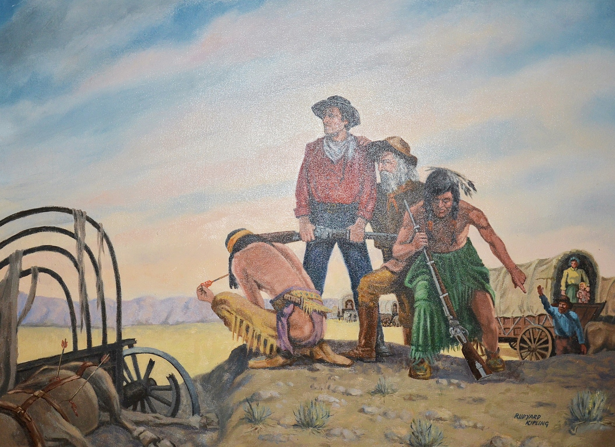 Original Rudyard Kipling oil painting, "The Oregon Trail". | EBTH