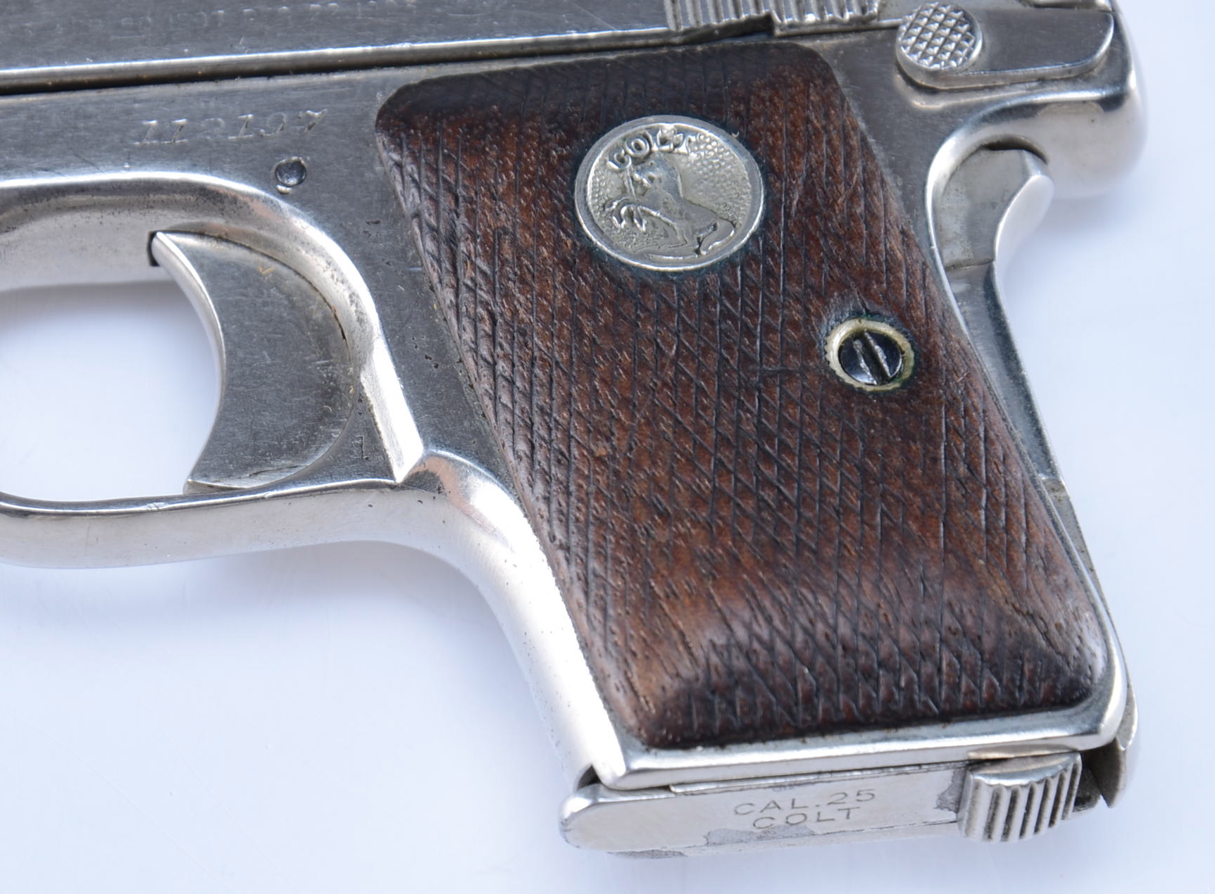COLT Automatic - Nickel Plated .25 Calibre Hamerless Semi-Auto Pistol ...
