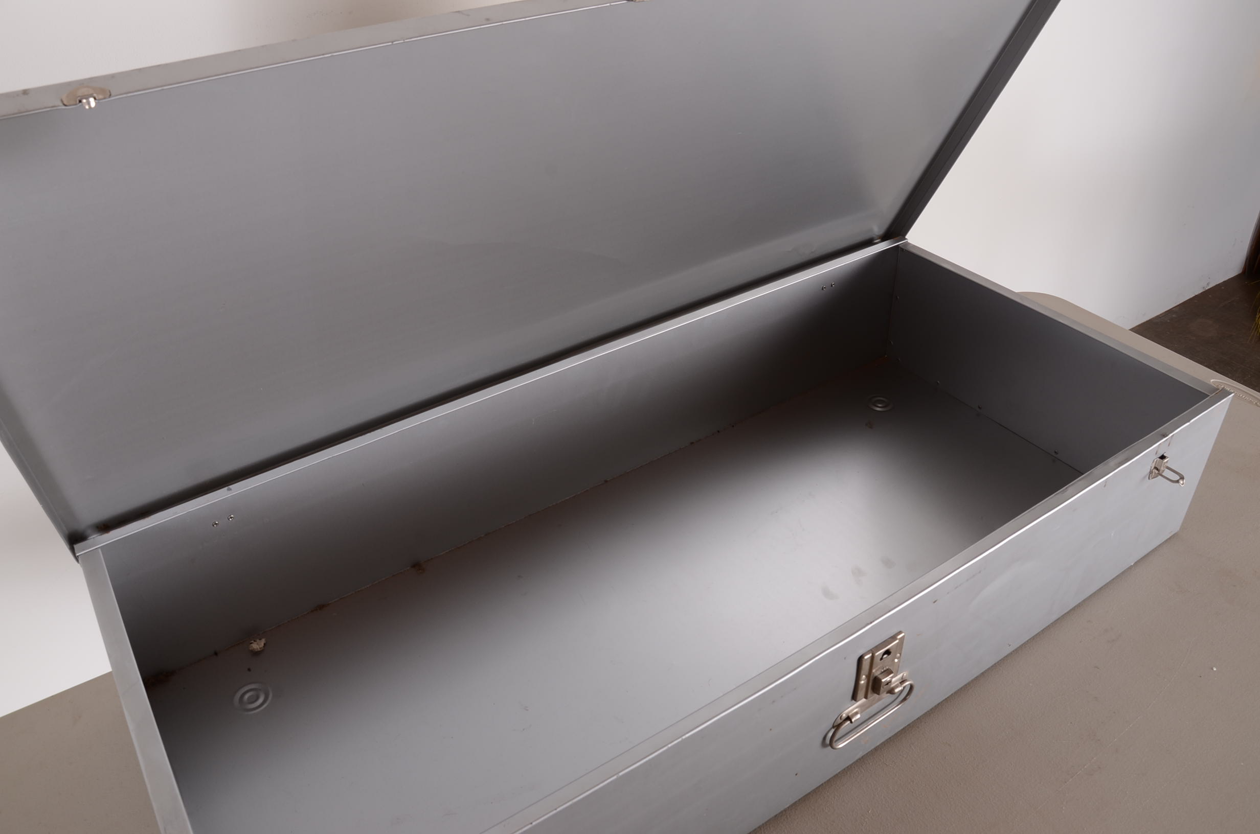 Vintage Industrial Style Gray Metal Box | EBTH