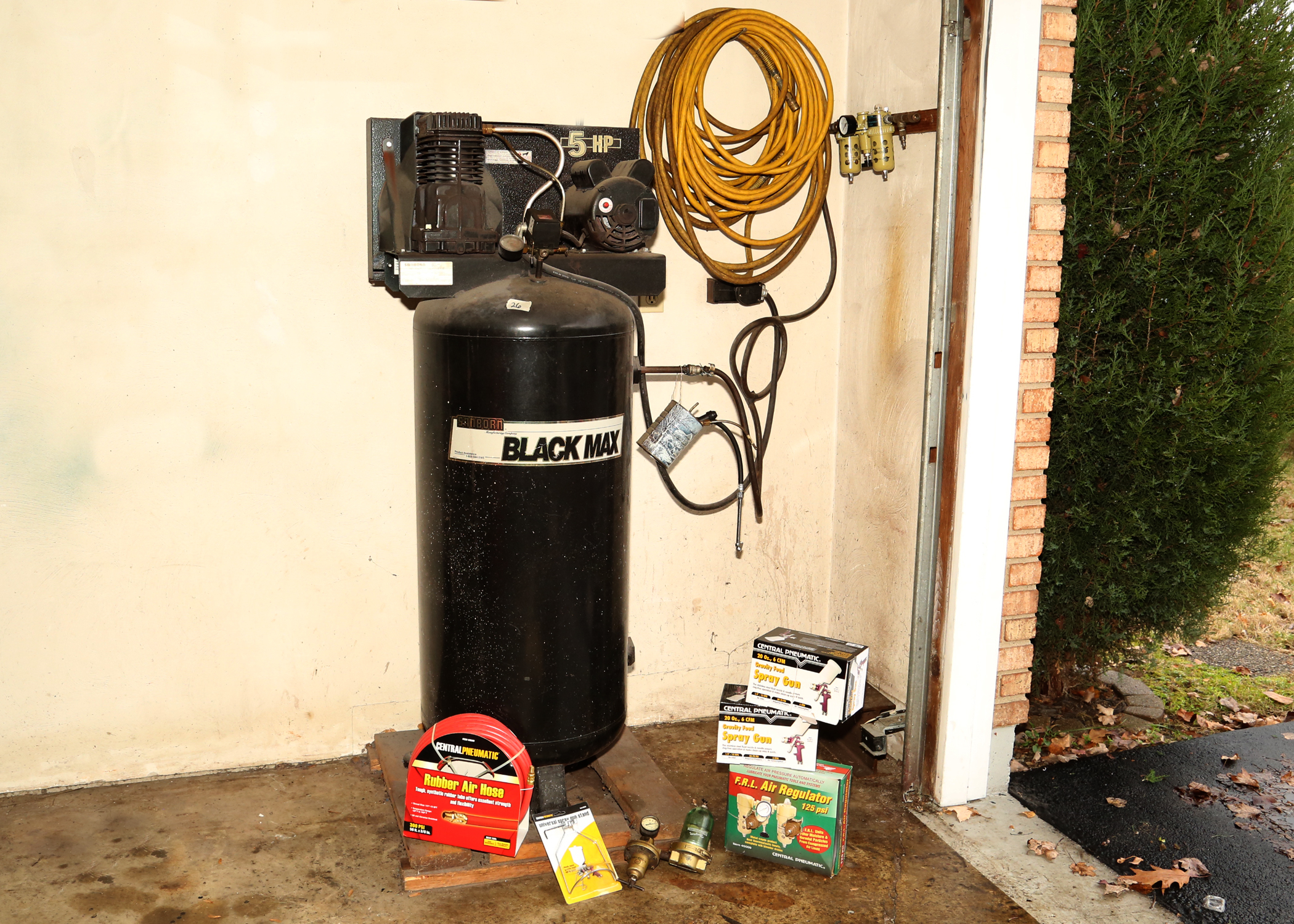 Sanborn Black Max 5HP Air Compressor with Pneumatic Regulator and ...