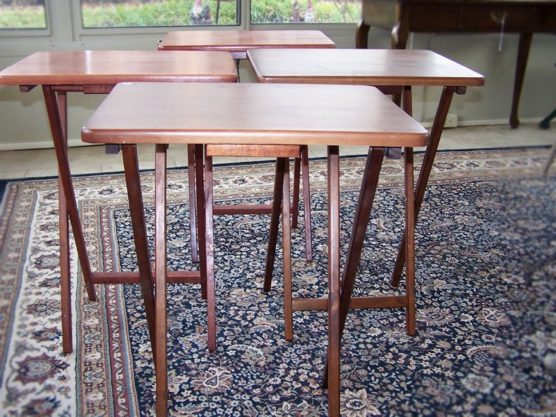 Set of Four Wooden Folding Snack Tables | EBTH