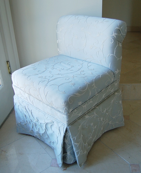 Embroidered Blue Vanity Chair | EBTH