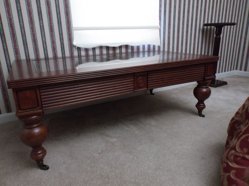 Glass Top Shadow Box Coffee Table | EBTH