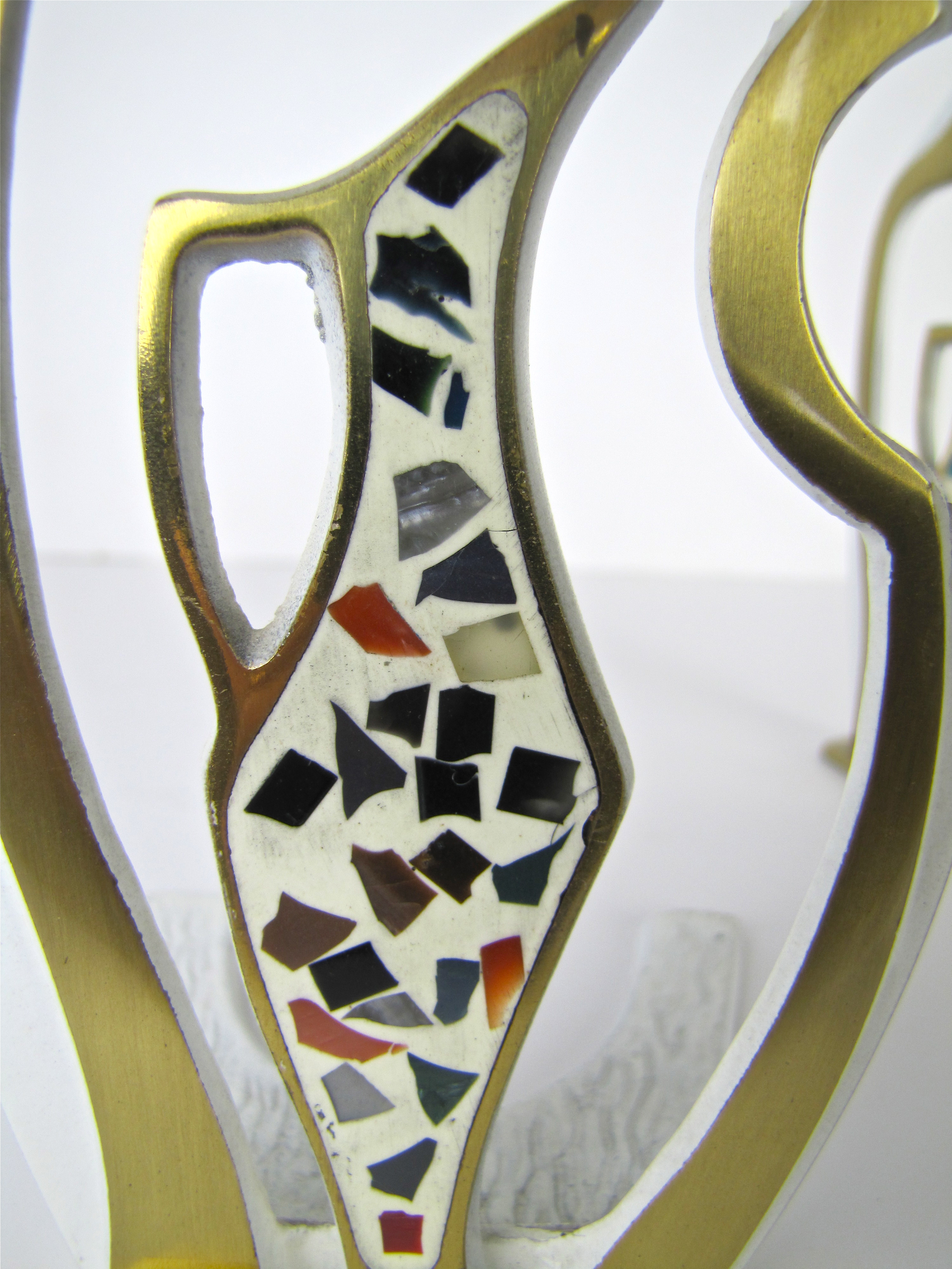 Mid-Century Modern Enameled Brass Mosaic Israeli Bookends Marked | EBTH