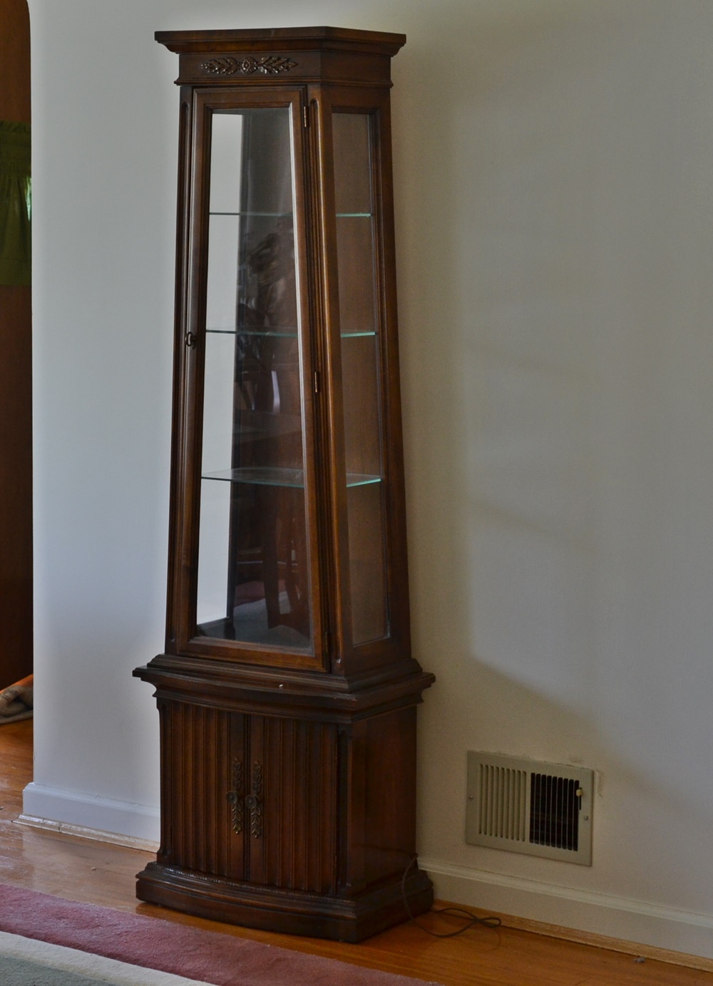 Mid Century Pyramid Shape Lighted Curio Cabinet | EBTH