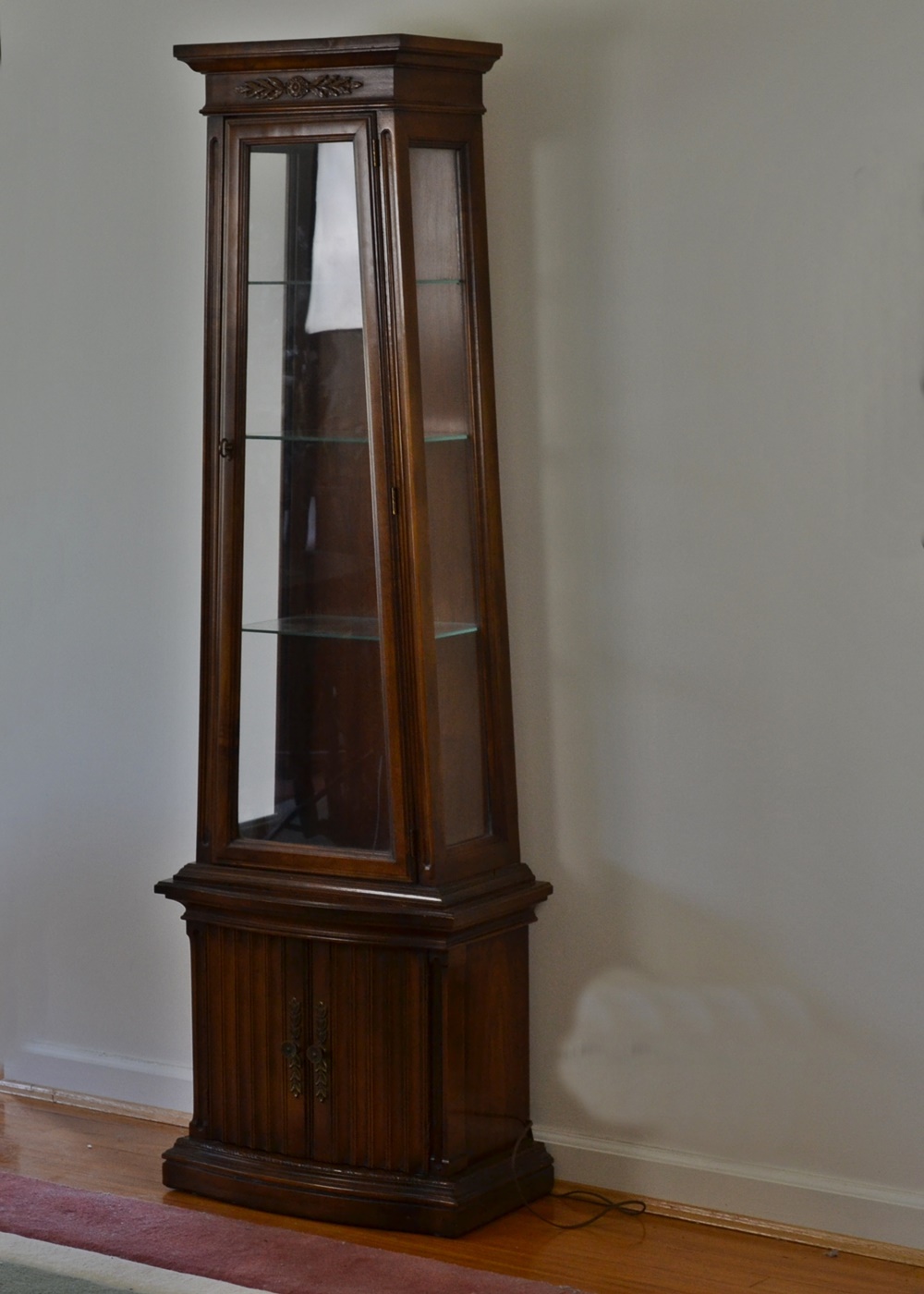 Mid Century Pyramid Shape Lighted Curio Cabinet | EBTH