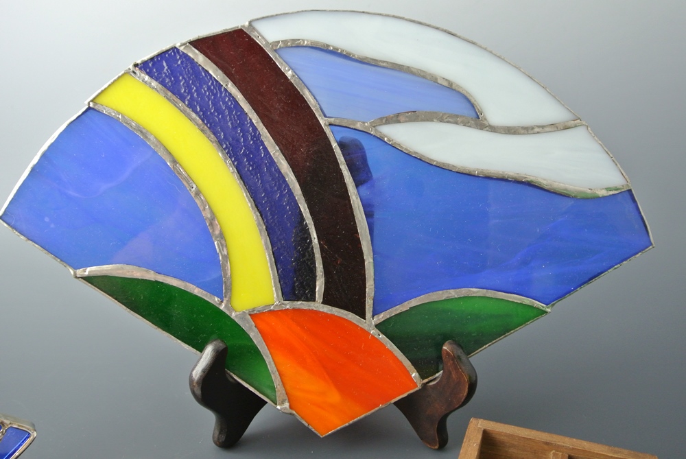 Stained Glass, Thimbles in Display Rack and Holy Water Font | EBTH