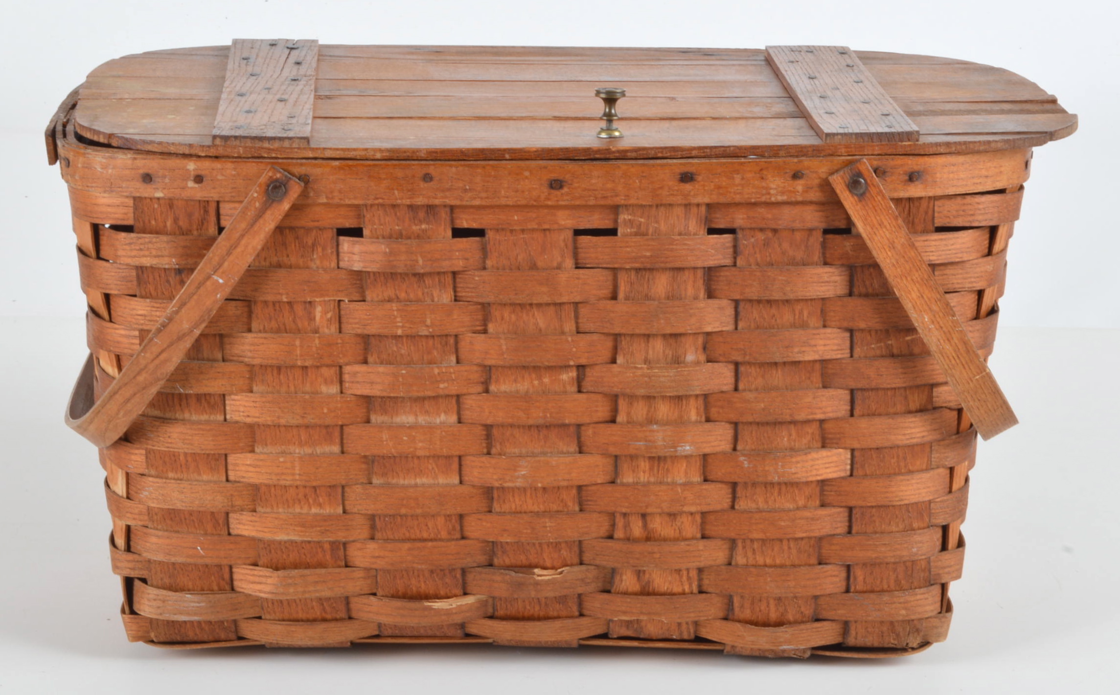 Tall Woven Split Oak Picnic Basket | EBTH