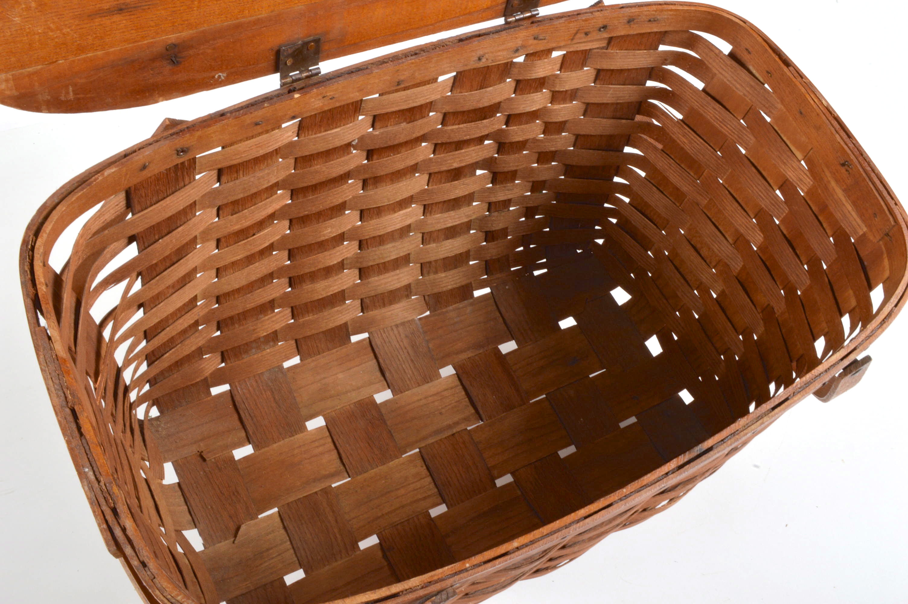 Tall Woven Split Oak Picnic Basket | EBTH