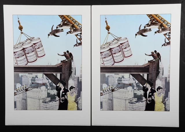 Autographed Pair of Budweiser Collage Posters | EBTH