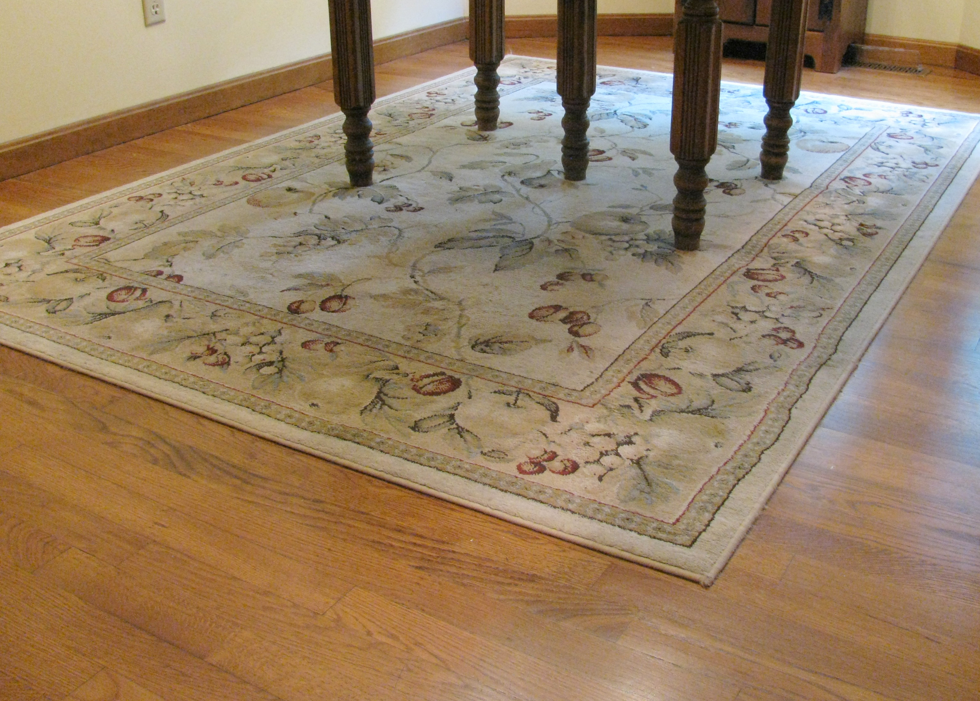 Tan, Sage and Cranberry Tuscan Style Area Rug | EBTH