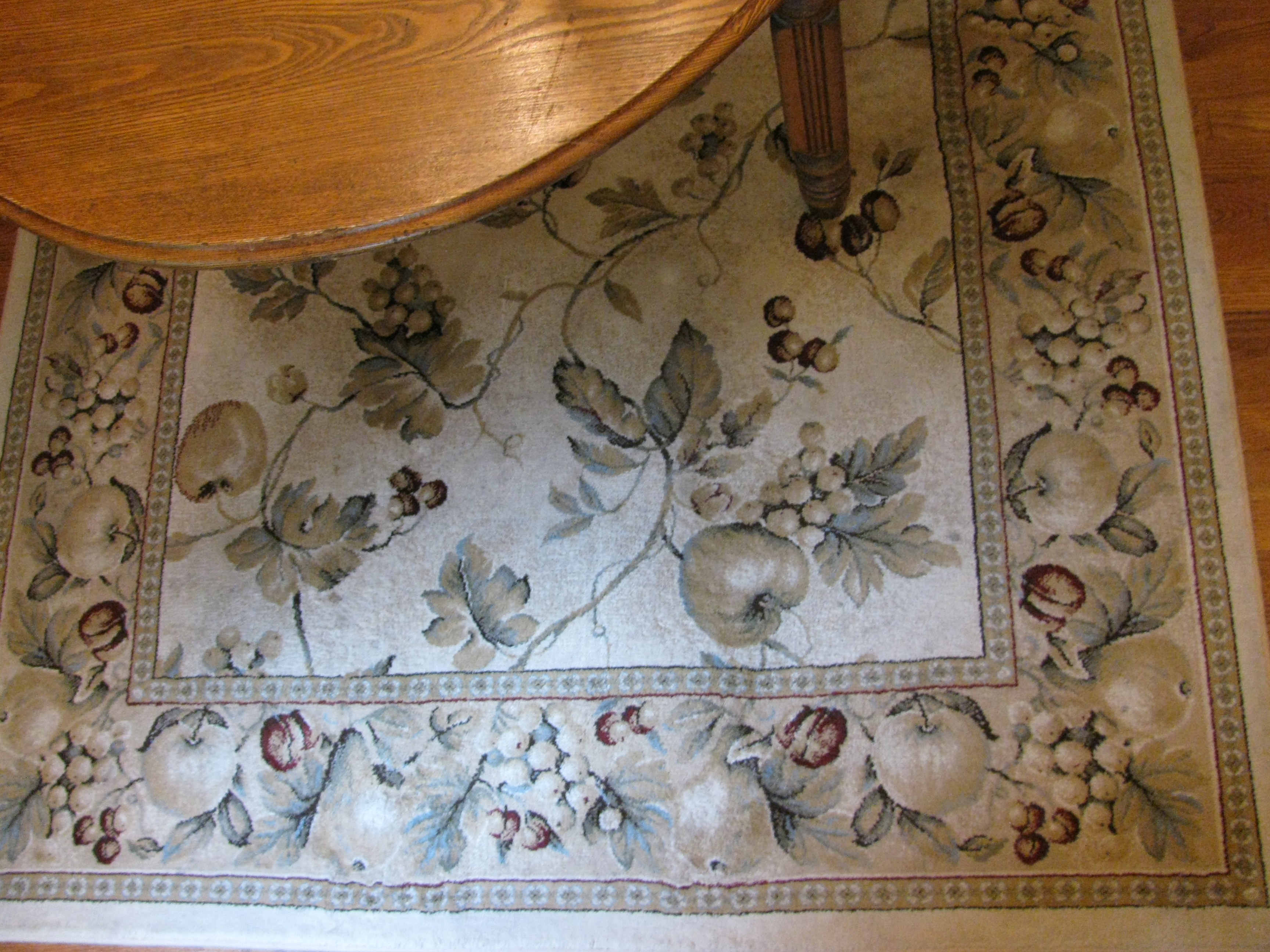 Tan, Sage and Cranberry Tuscan Style Area Rug | EBTH