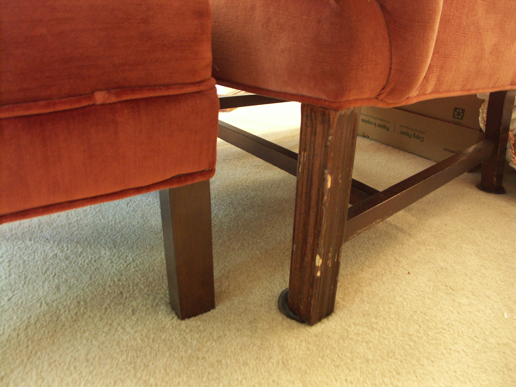 Mid-20th Century Rust Wingback Chair and Ottoman | EBTH