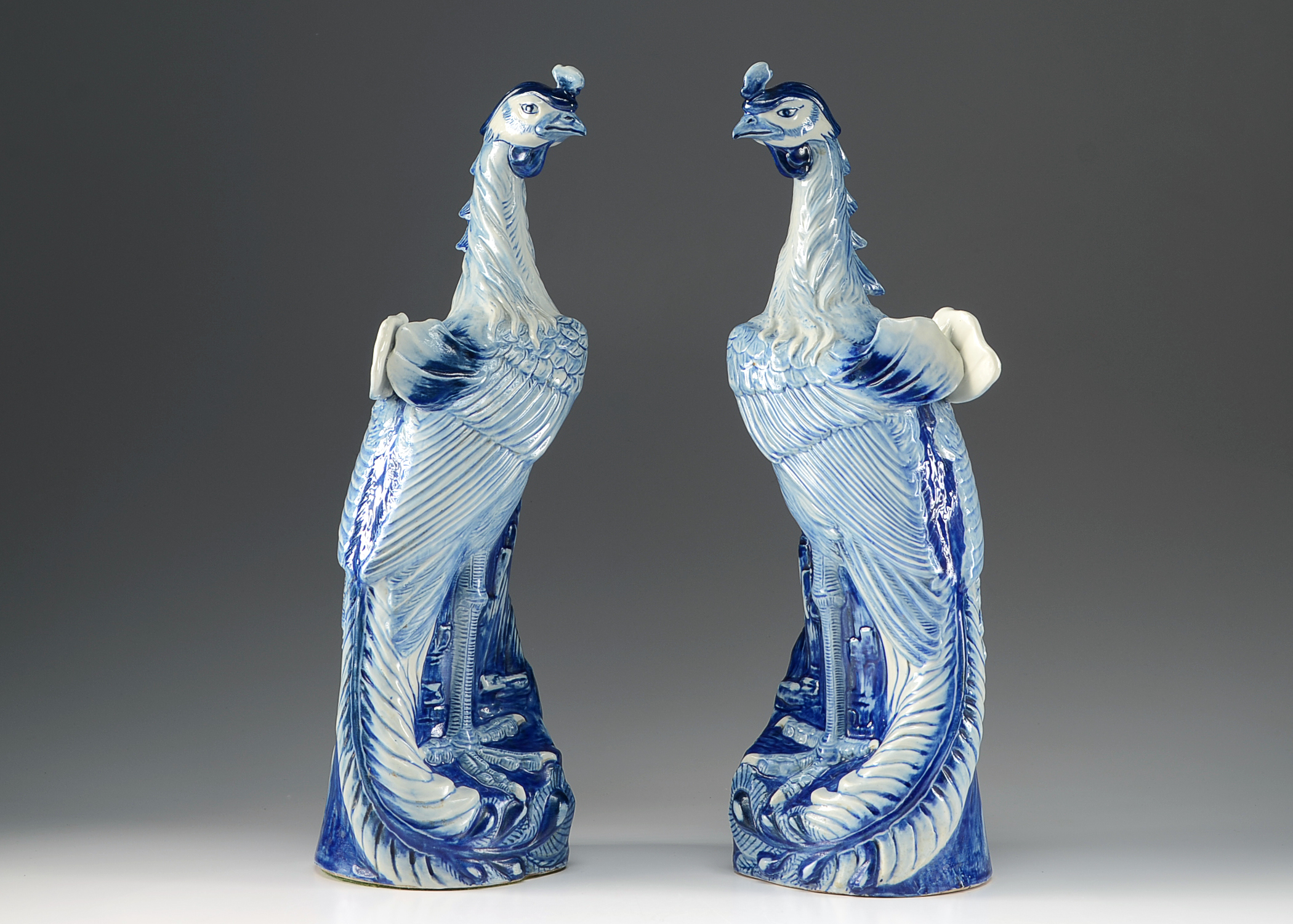 Pair of Large Ceramic Peacock Figurines | EBTH
