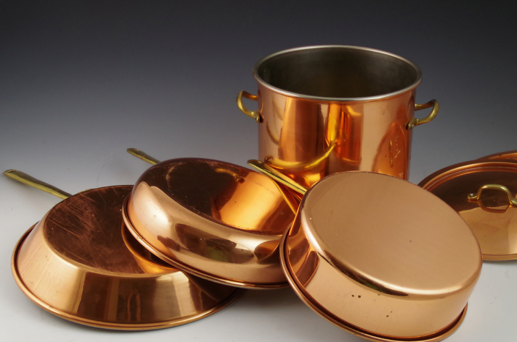 Benjamin and Medwin Inc. Copper Cooking Pots with Brass Handles : EBTH