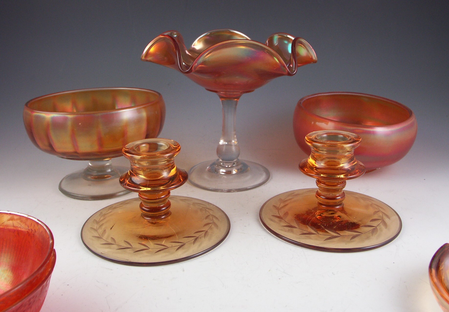 Vintage Orange Glassware - Carnival, Etched | EBTH