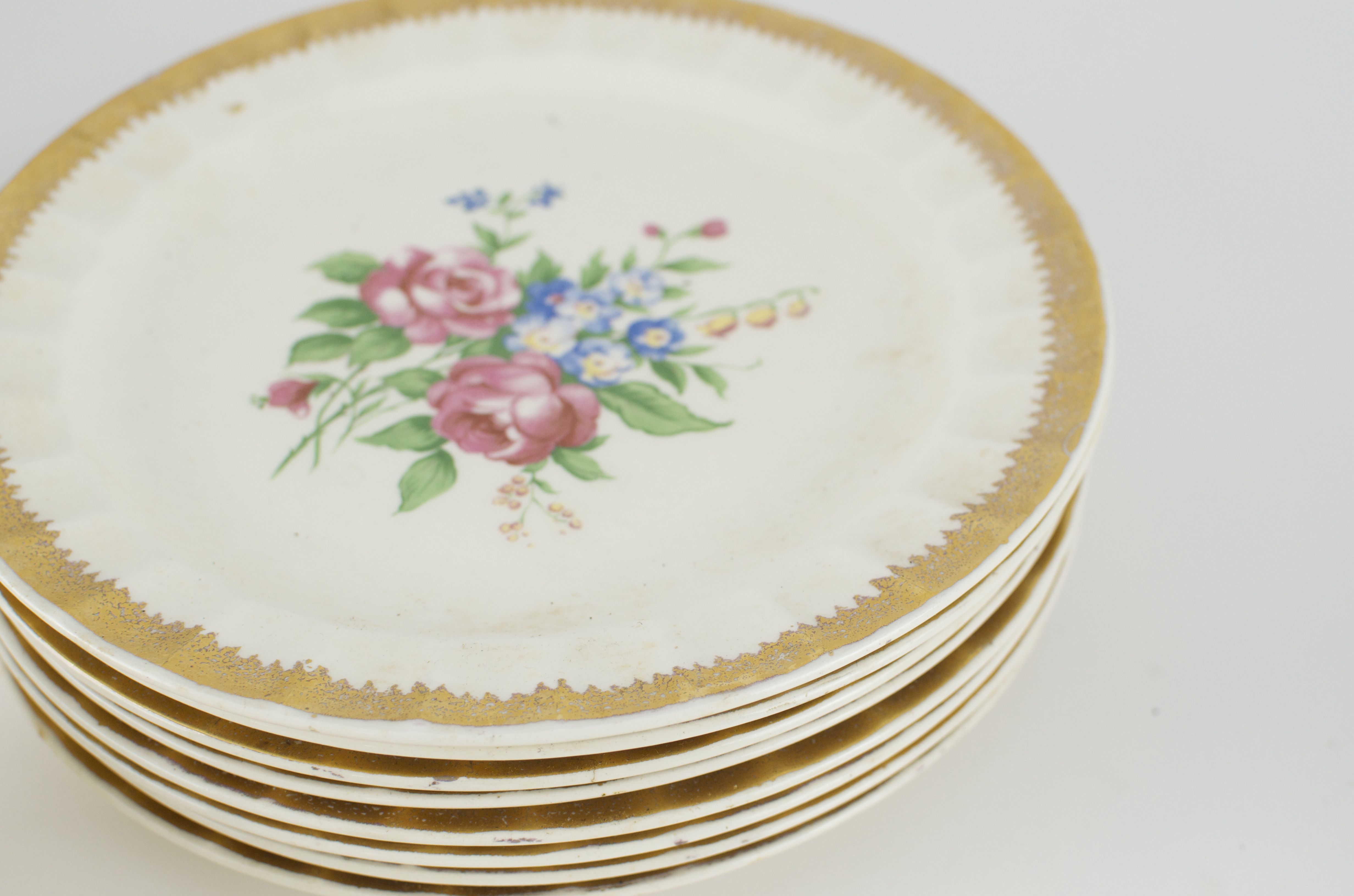 Vintage Dish Set with Rose Pattern | EBTH