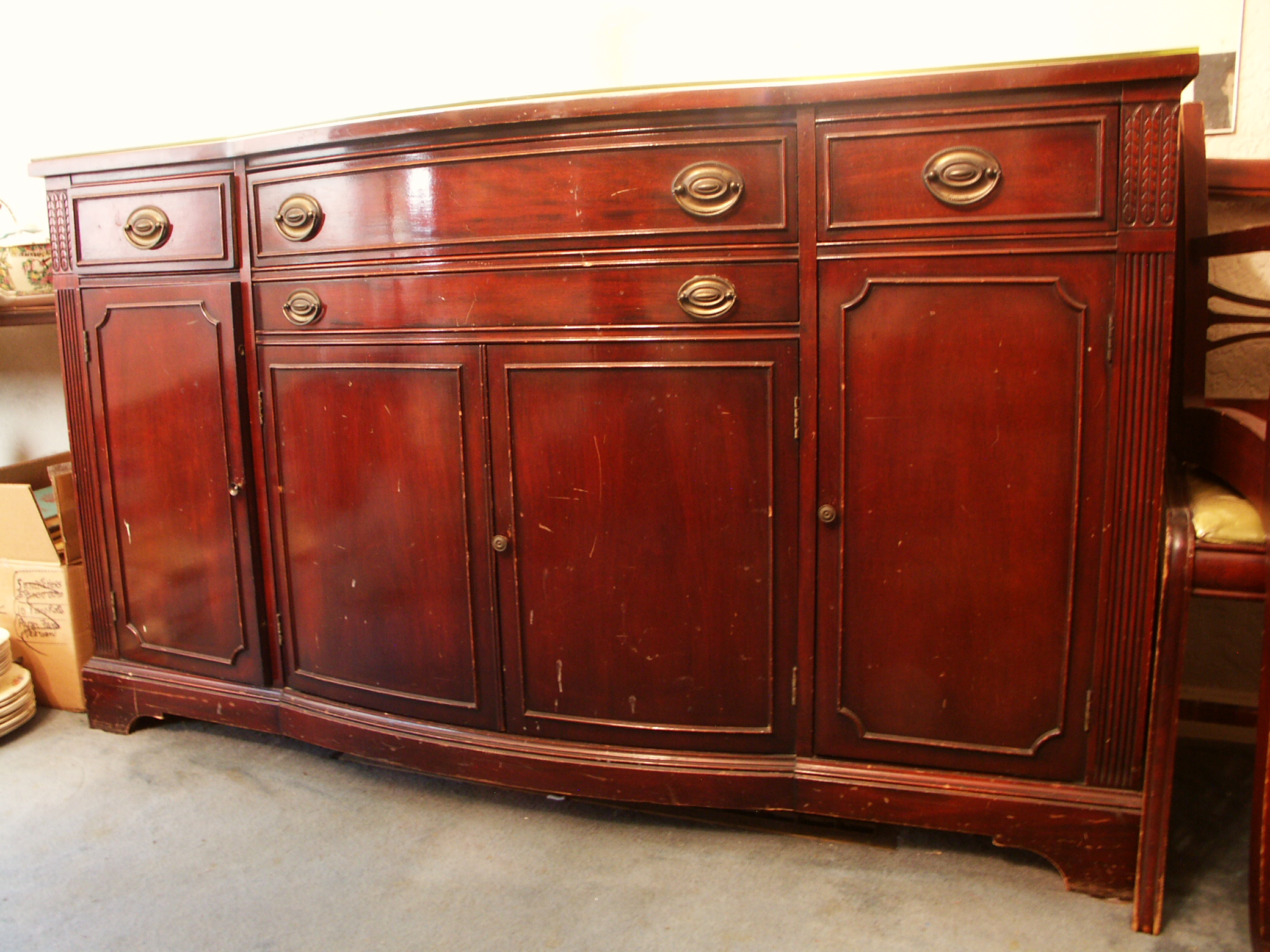 Vintage Red Mahogany Federal Style Buffet | EBTH
