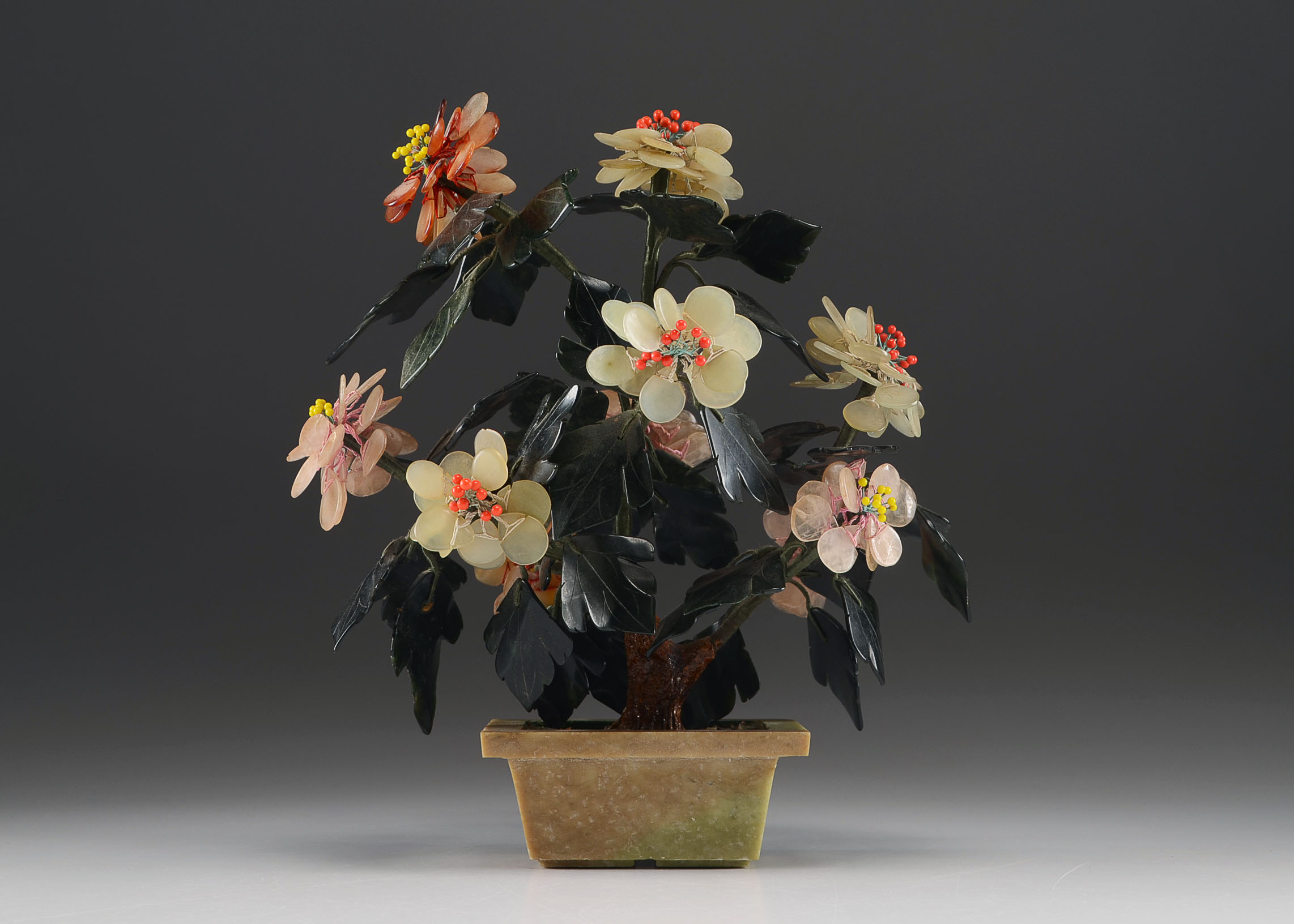 Vintage Chinese Jade Stone Tree | EBTH