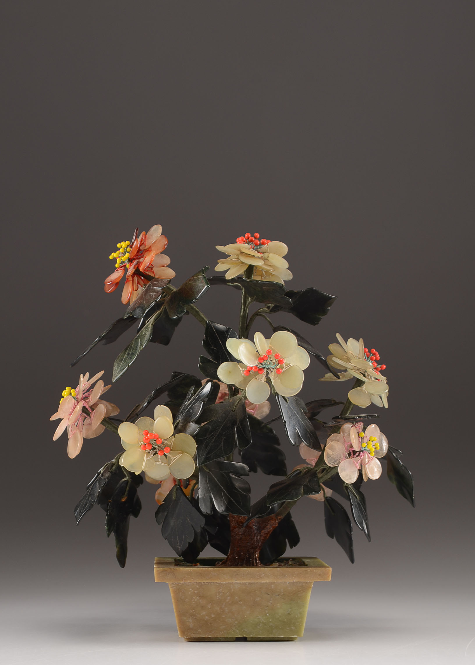 Vintage Chinese Jade Stone Tree | EBTH