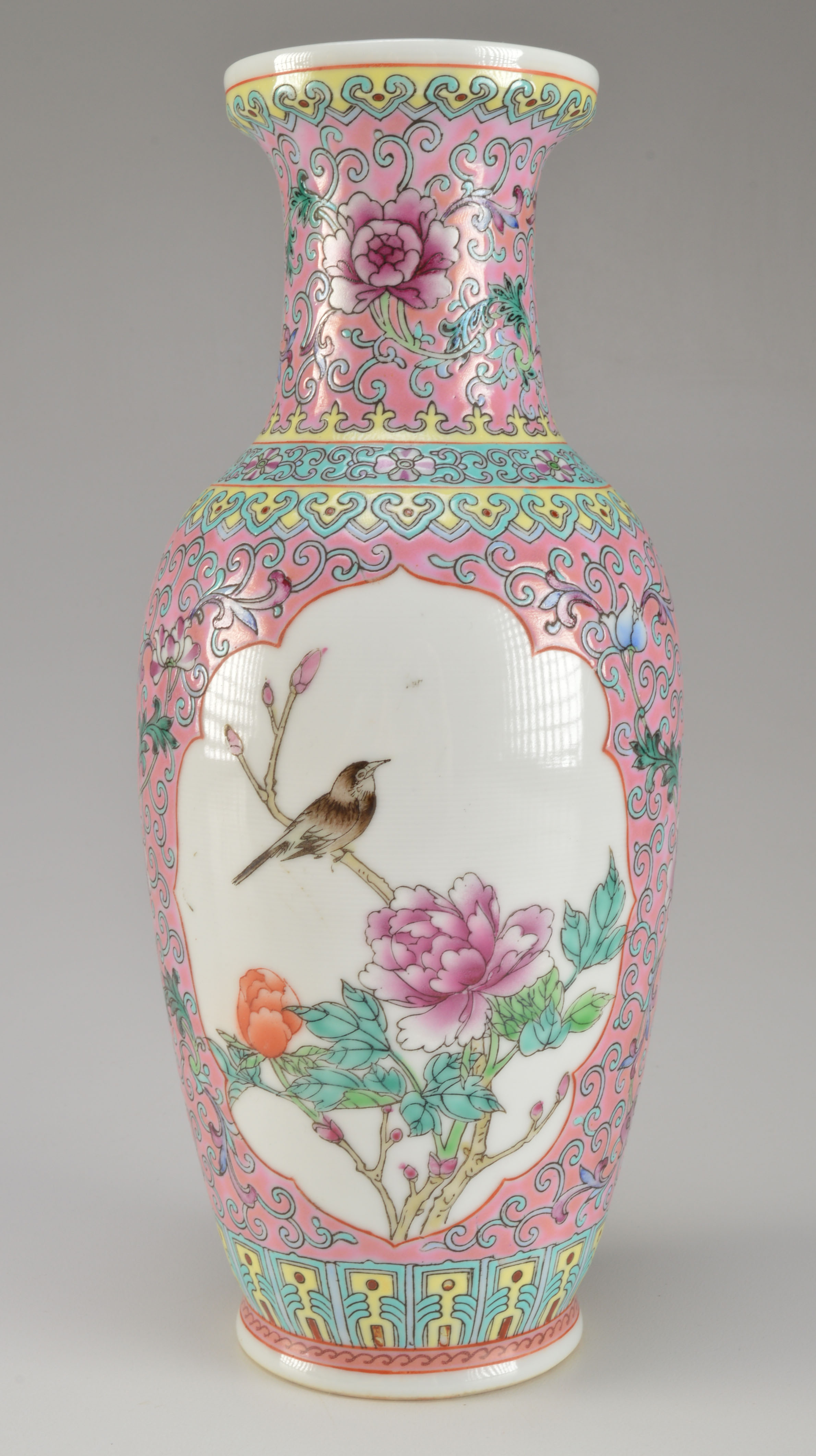 Vintage Baluster Vase with Enameled Design | EBTH
