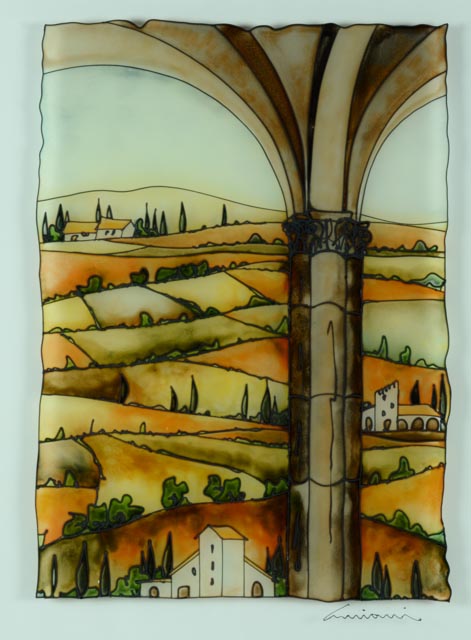 Massimo Cruciani Original Glass Painting Titled "Colonna Toscana" | EBTH