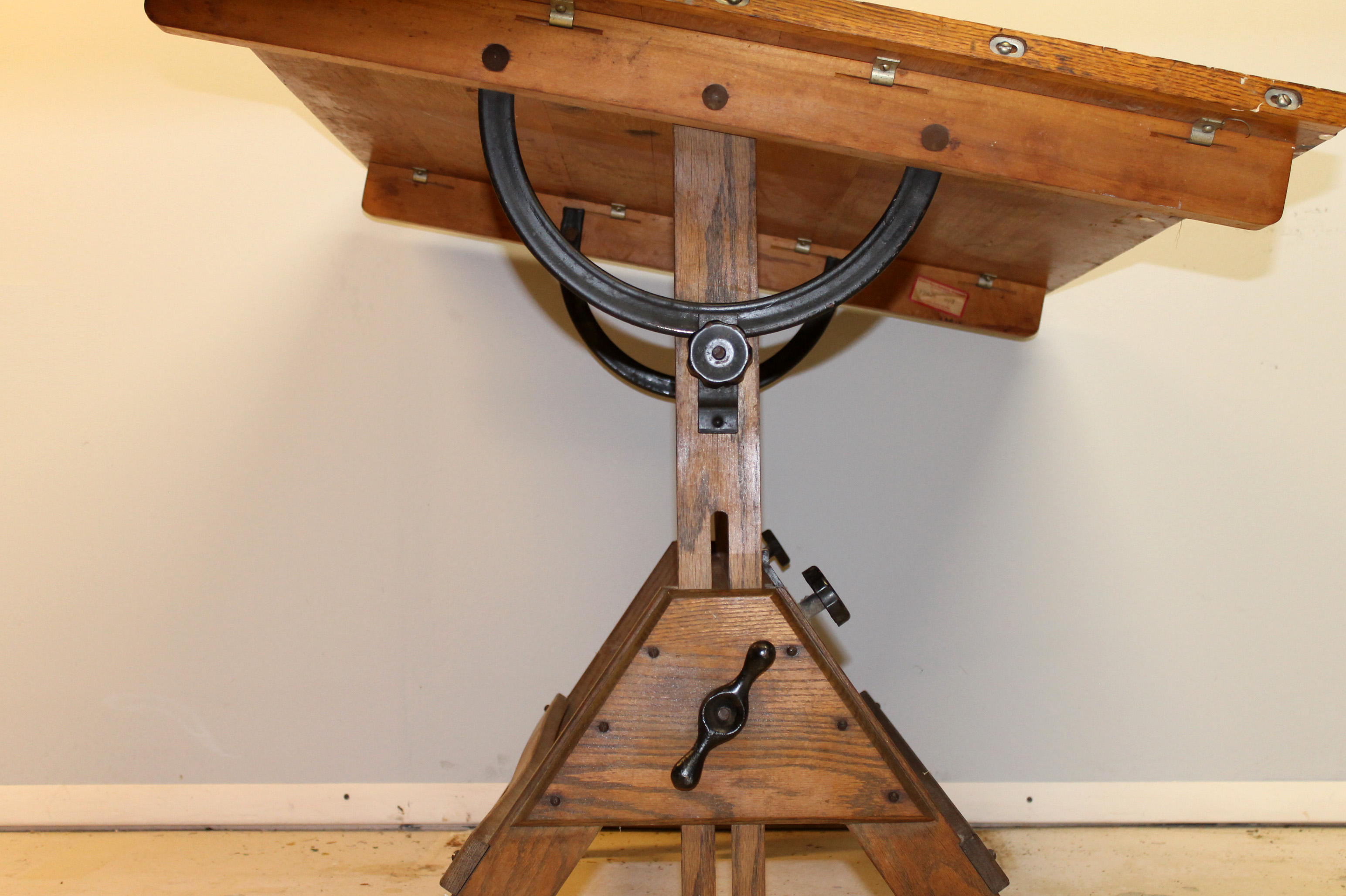 Mid-Century American Industrial Oak Drafting Table By Hamilton | EBTH