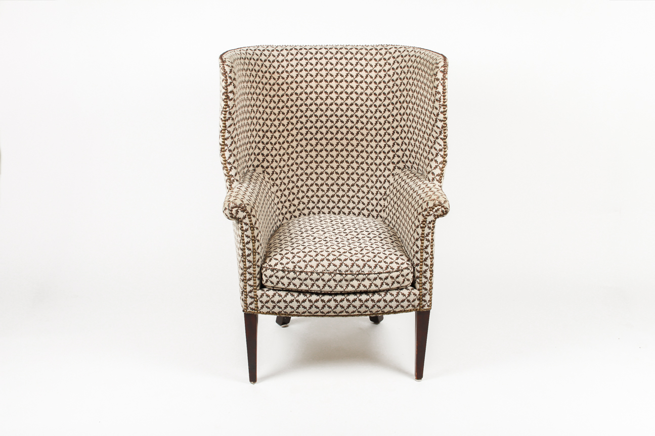 Fine American Hepplewhite Style Antique Wingback Armchair | EBTH