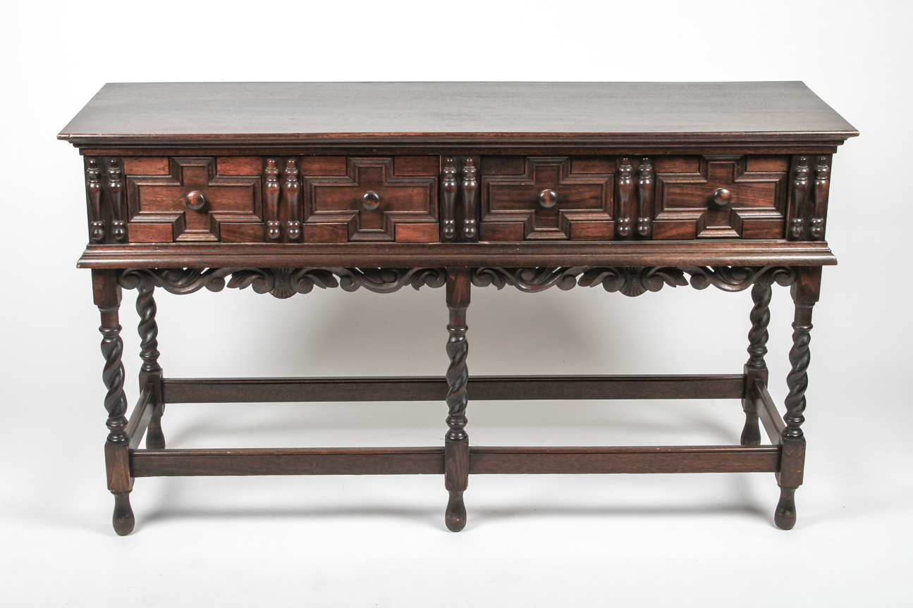 Antique Jacobean Style Sofa Table with Barley Twist Legs | EBTH