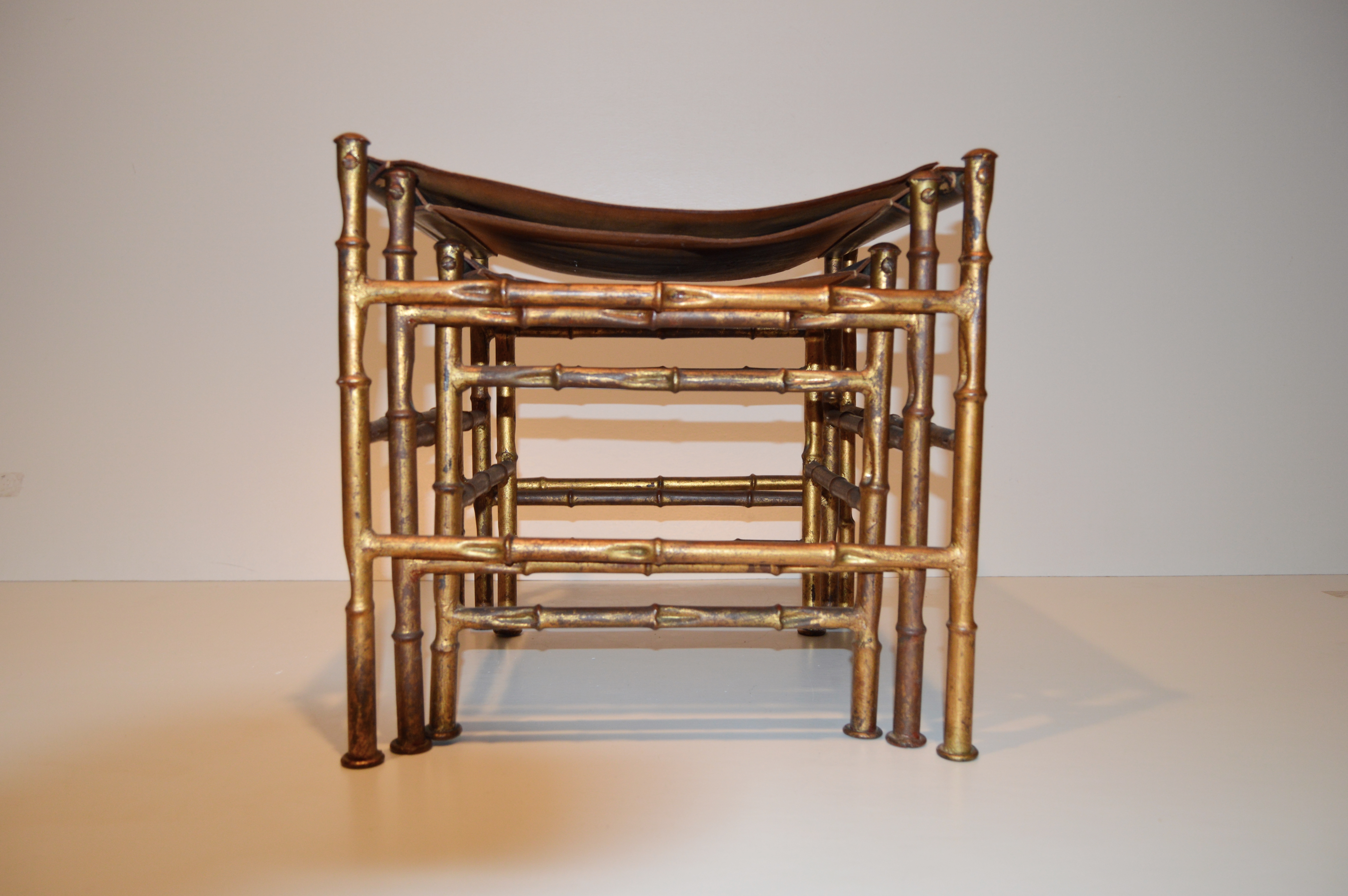 Vinyl and Brass Nesting Tables | EBTH