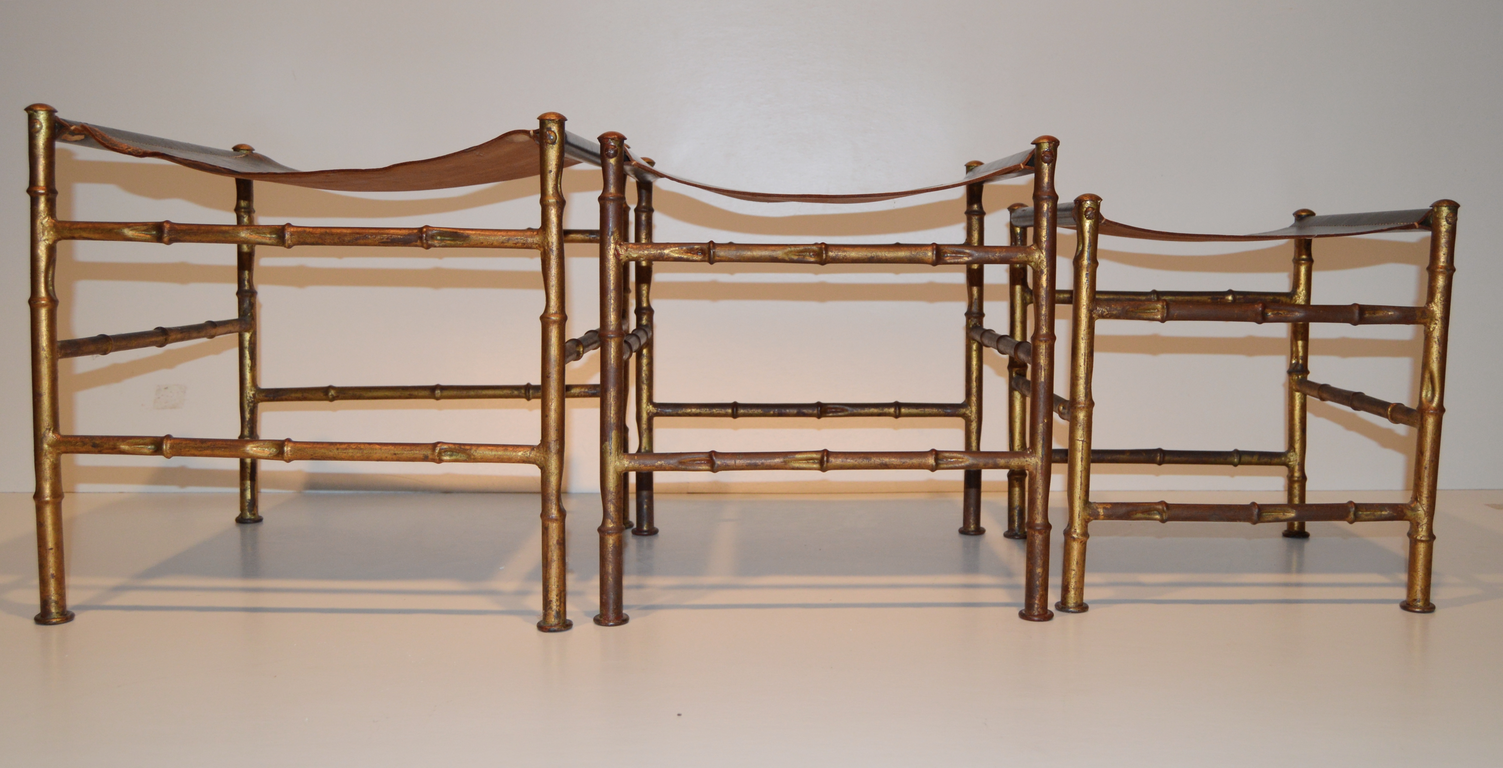 Vinyl and Brass Nesting Tables | EBTH