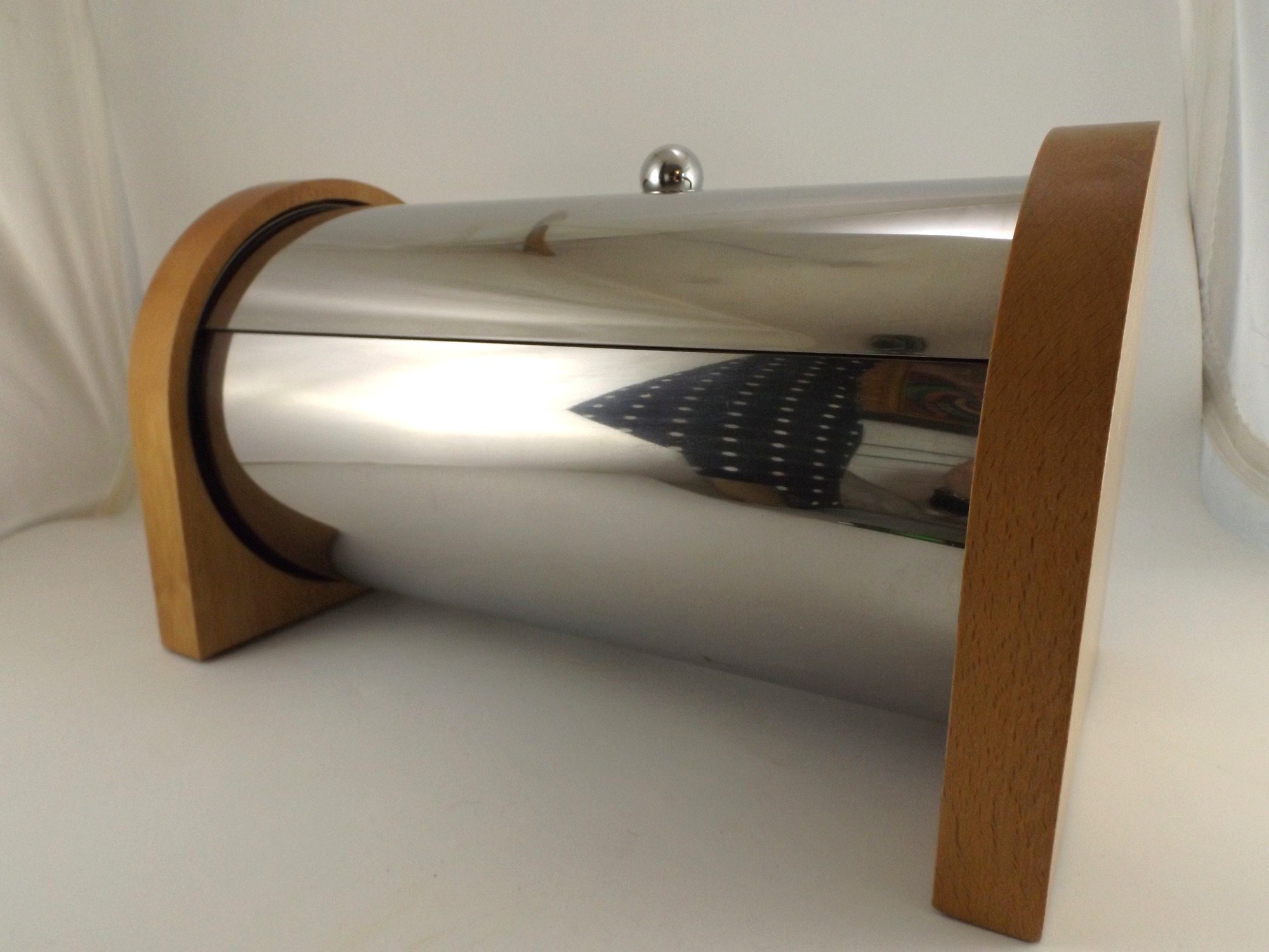 Frontgate Italian Stainless and Wood Bread Box | EBTH