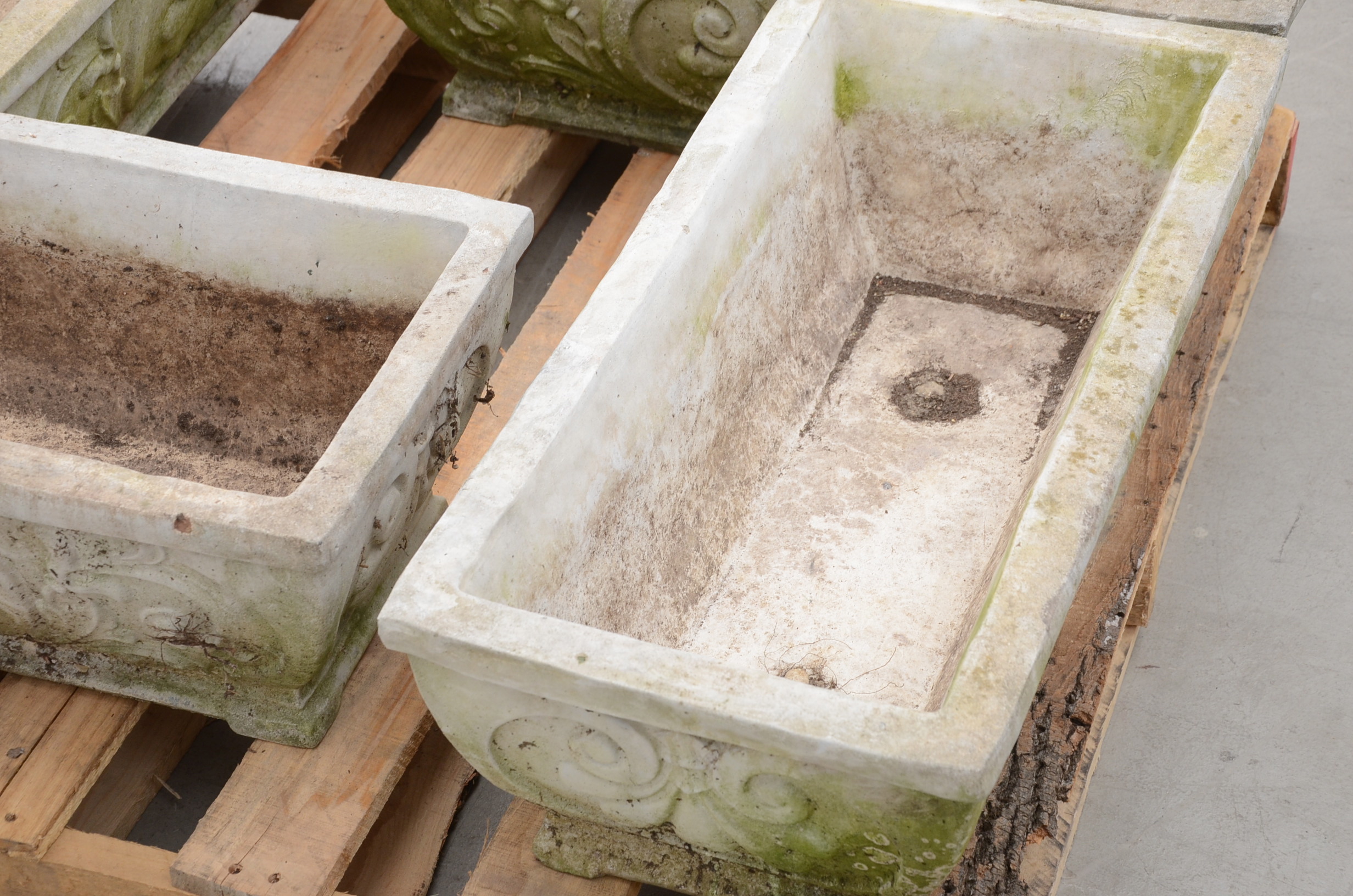 Four Large Concrete Garden Trough Style Planter | EBTH