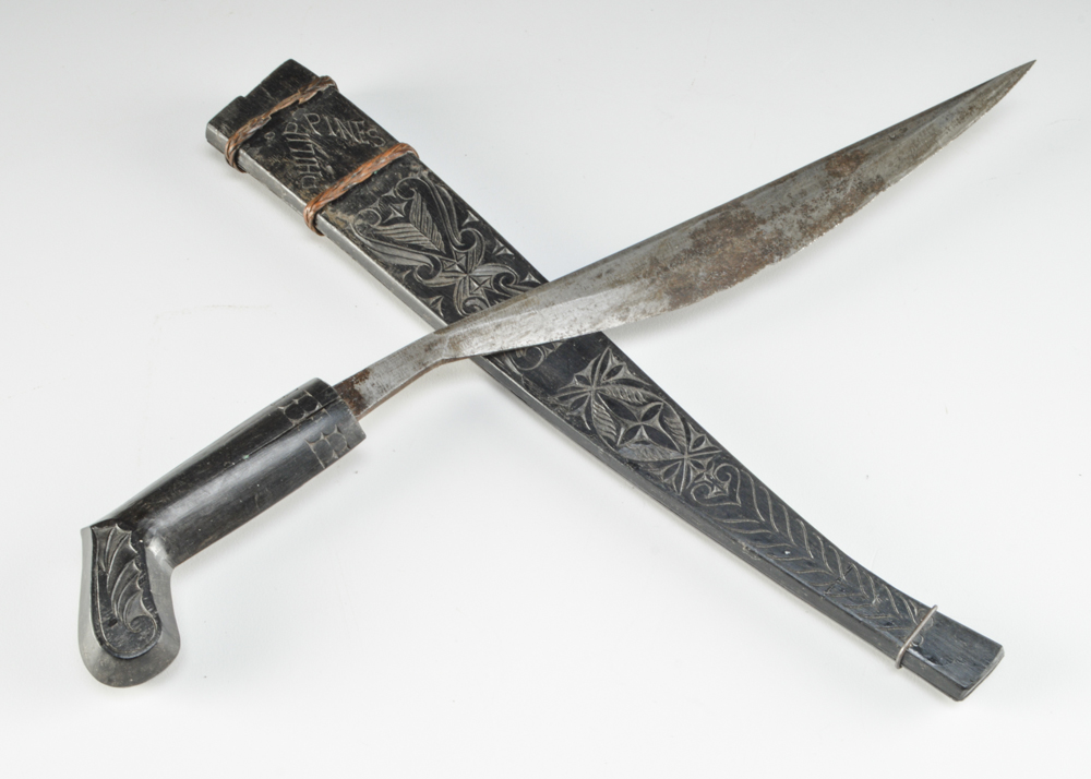 Filipino Bolo Knife with Carved Wood Sheath | EBTH