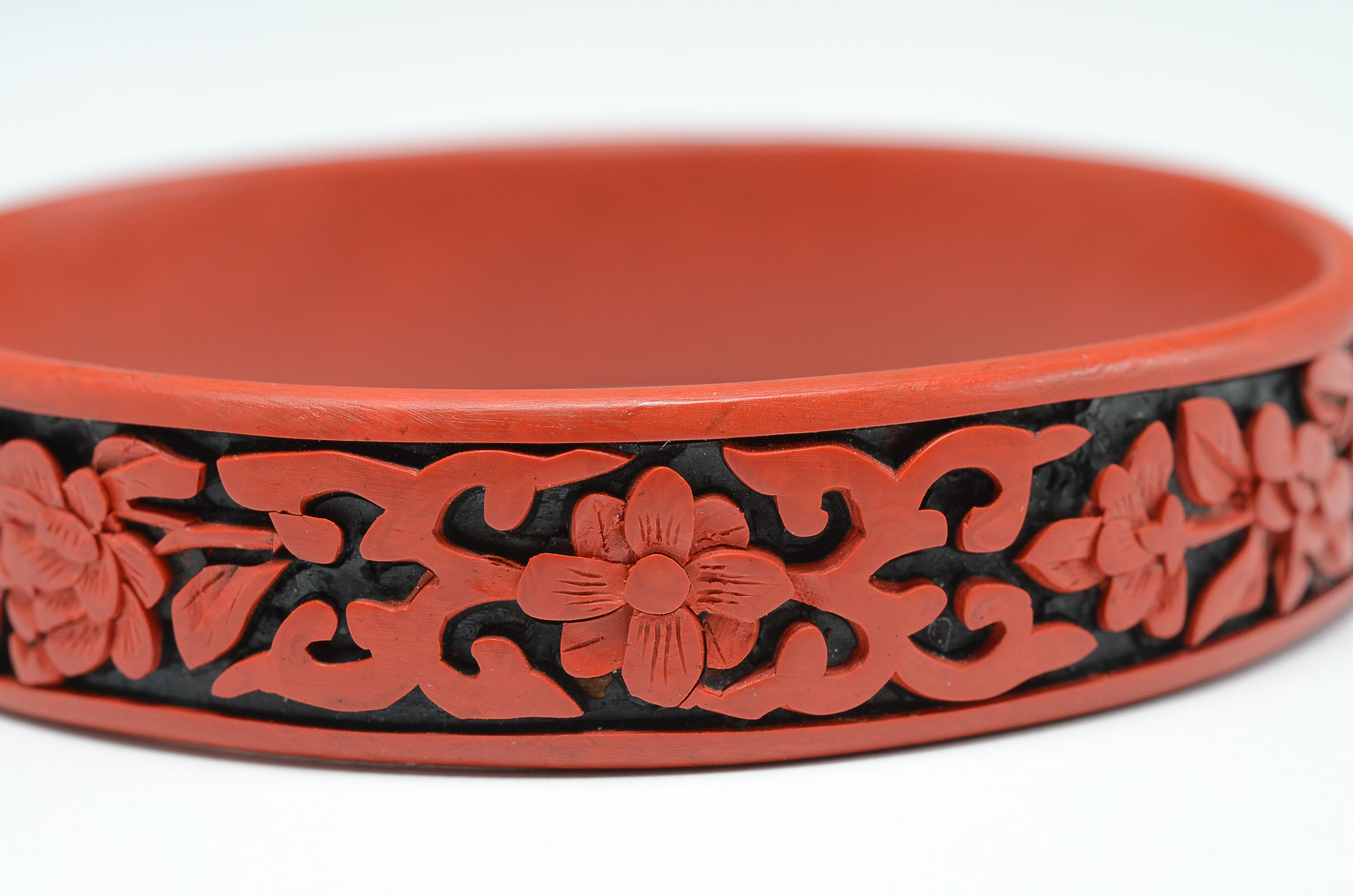 Chinese Cinnabar Hand Carved Bangle | EBTH