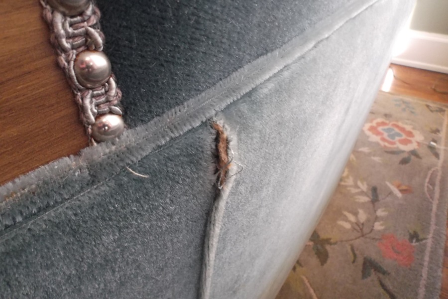 Art Deco Homer Brothers Teal Blue Mohair Sofa | EBTH