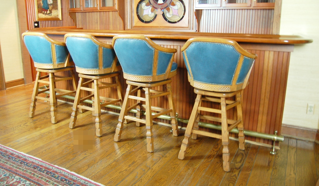 Four Vintage Romweber Viking Oak Bar Stools | EBTH