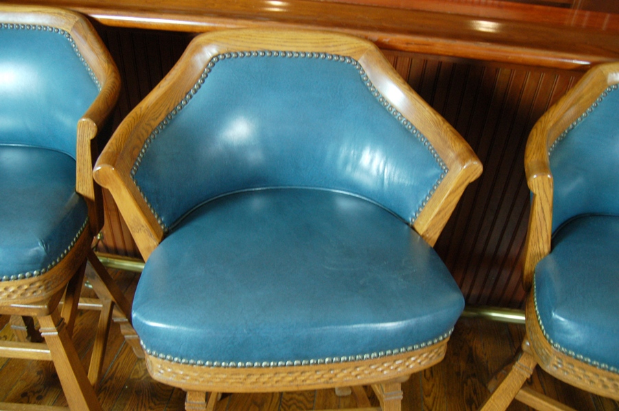 Four Vintage Romweber Viking Oak Bar Stools | EBTH