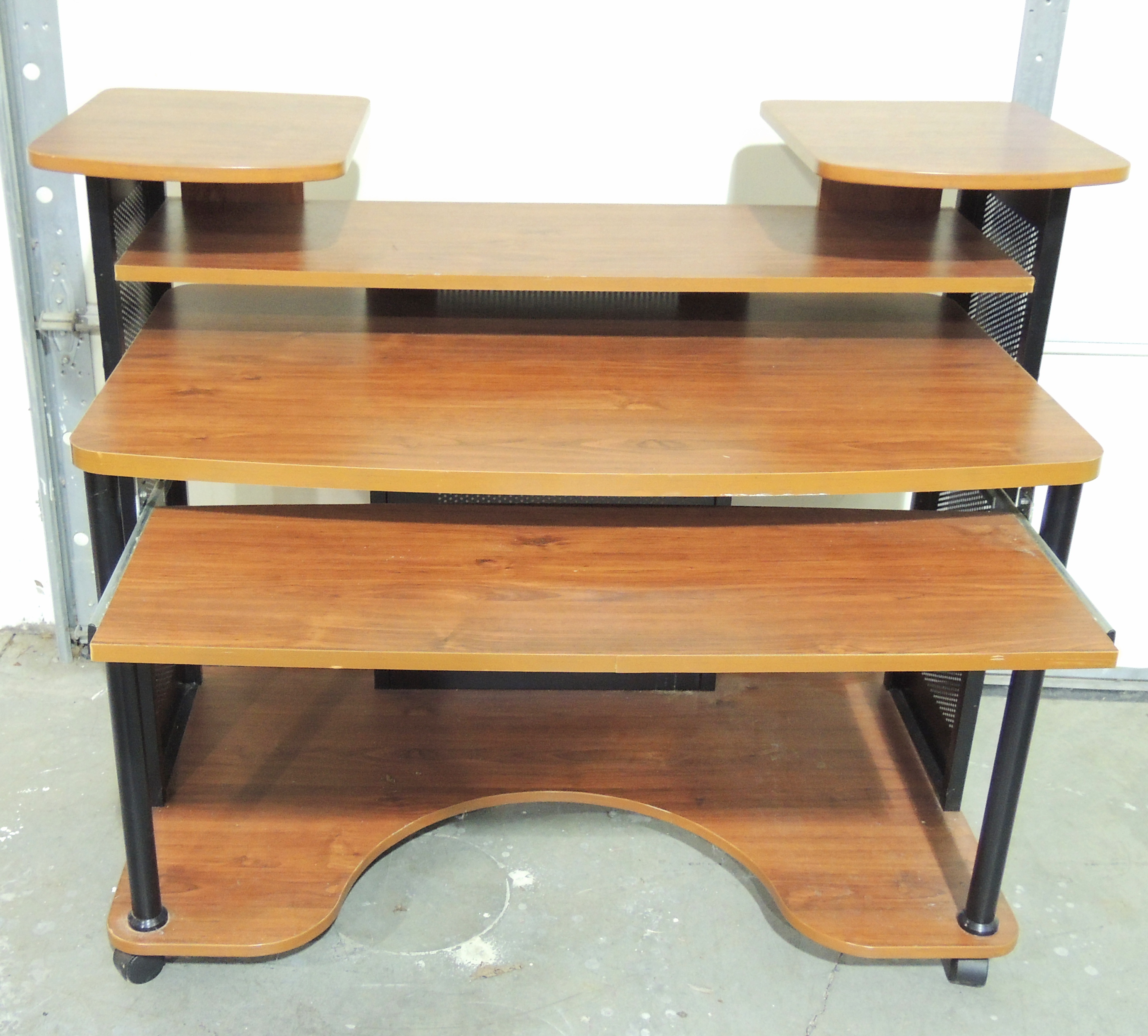 Metal and Laminate Wood Computer Desk on Casters | EBTH