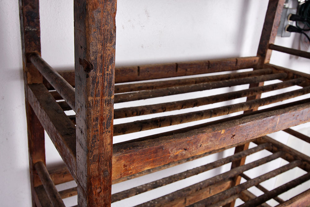 Antique Rustic Wooden Rolling Baker's Rack | EBTH