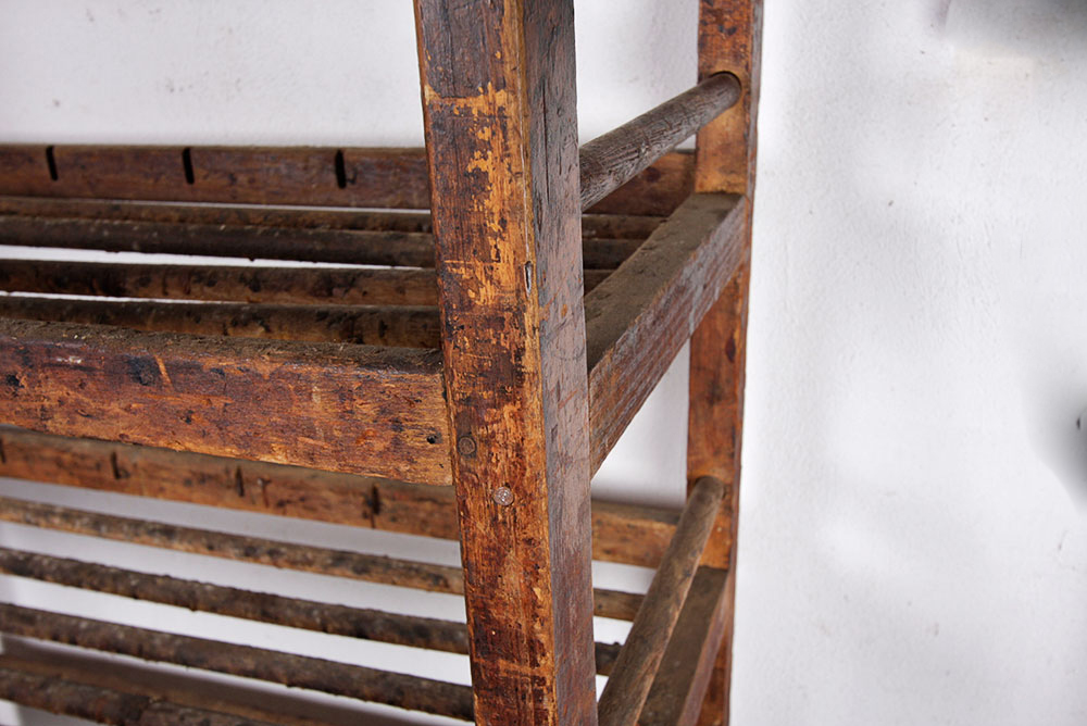 Antique Rustic Wooden Rolling Baker's Rack | EBTH