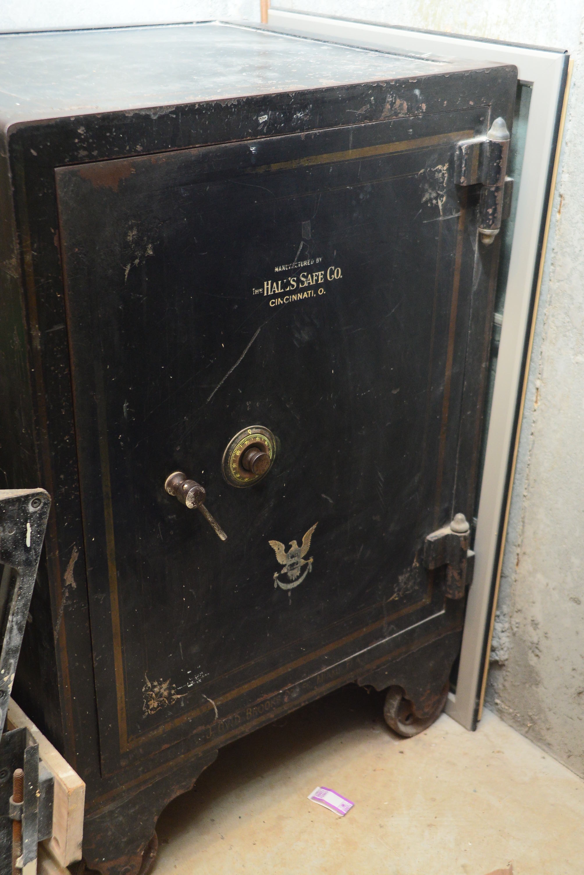 Antique Large Hall's Safe Co. Floor Safe Working Lock Combination | EBTH