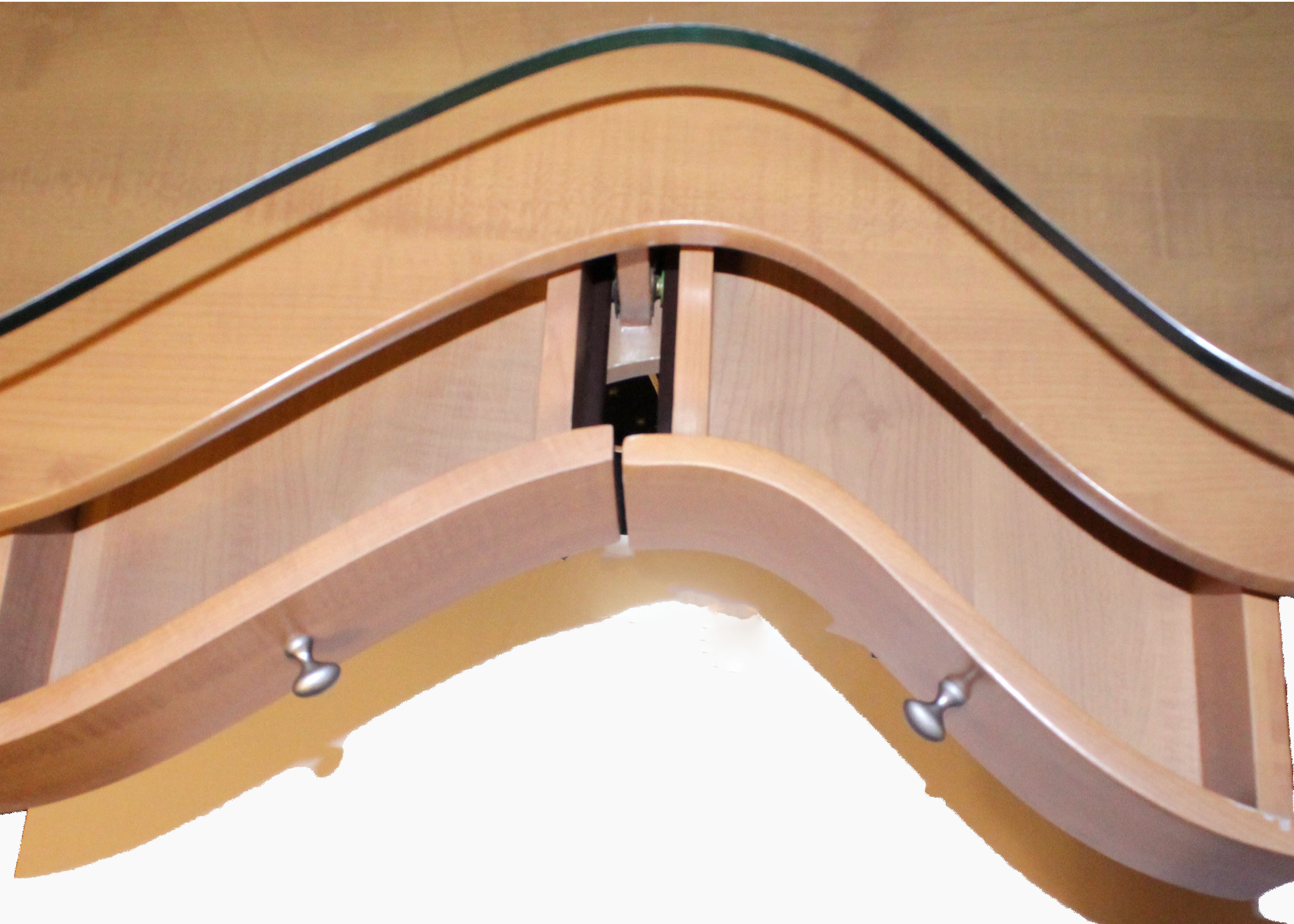 Mid Century Modern Style Half Kidney Shaped Glass Top Table | EBTH