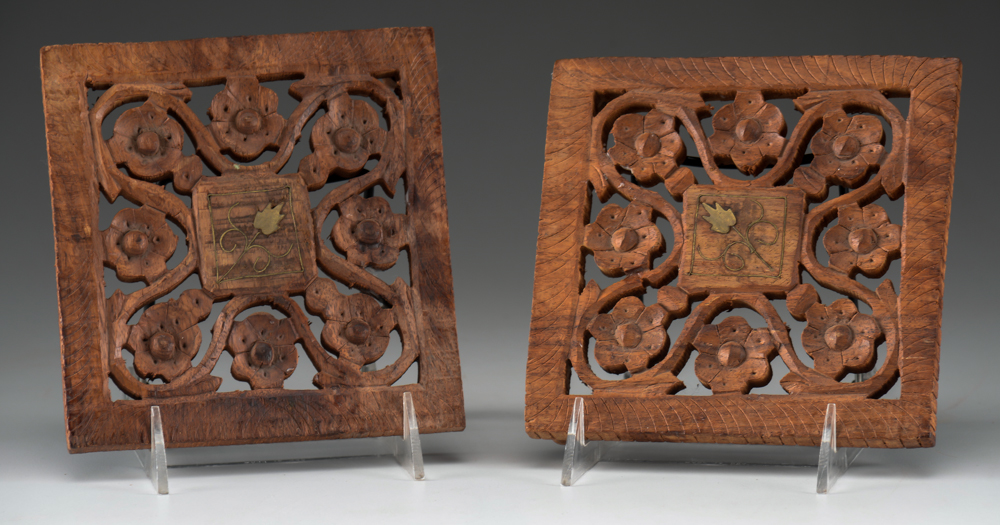 Four Hand-Carved Vintage Wooden Trivets | EBTH