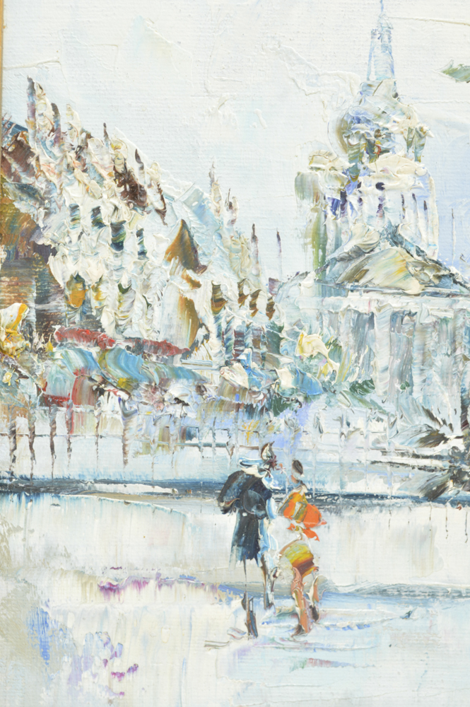 Original R. Davey Oil on Panel Cityscape Painting of Paris | EBTH