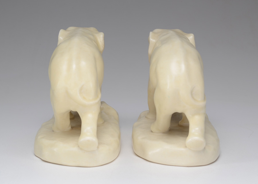 1929 Rookwood Ivory Glazed Elephant Bookends | EBTH