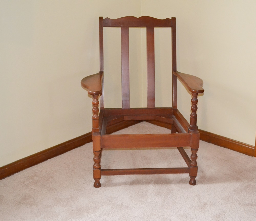 Vintage Wooden Arm Chair With Spring Seat | EBTH