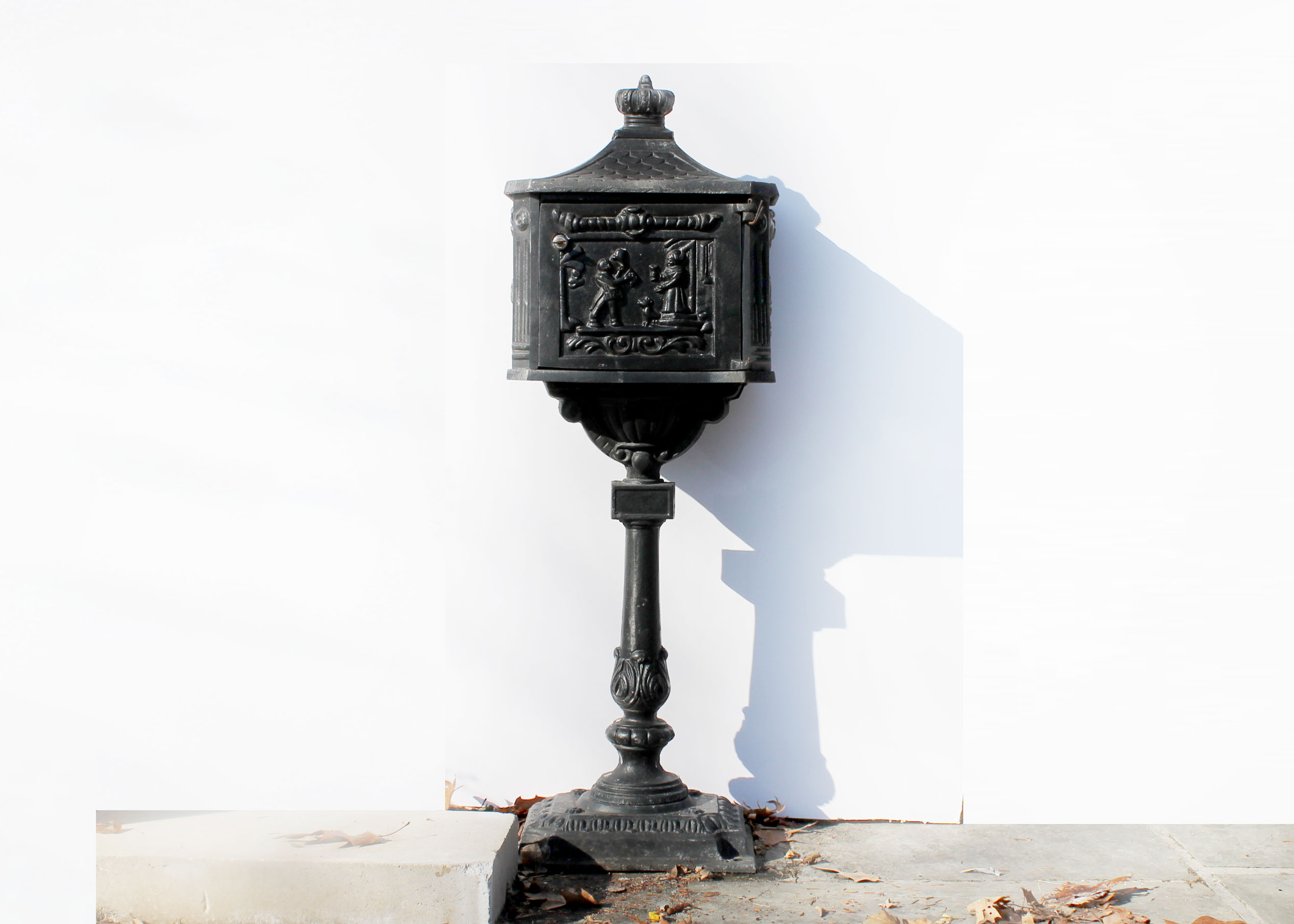 Vintage Cast Iron Mailbox on Pedestal Base | EBTH