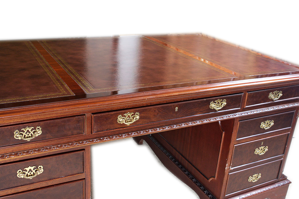 Large Mahogany Partners Desk | EBTH