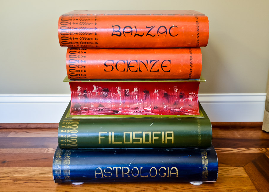 Metal Faux Book Stack End Table | EBTH